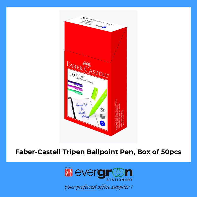 [SG] Faber-Castell Tripen Ballpoint Pen, Box of 10pcs [Evergreen Stati ...