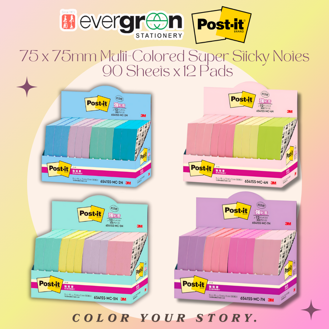 [SG] Post-It 75 x 75mm Super Sticky Notes | 90 Sheets x 12 Pads [Everg ...